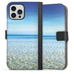 DeinDesign iPhone 13 Pro Max Handy Klapph&uuml;lle Handyh&uuml;lle aus Kunst Leder schwarz Flip Case Urlaub Sky Ocean Sideflip mit langer Lasche