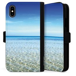 DeinDesign iPhone X Handy Klapph&uuml;lle Handyh&uuml;lle aus Kunst Leder schwarz Flip Case Urlaub Sky Ocean Sideflip mit langer Lasche