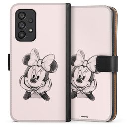 DeinDesign Galaxy A53 5G Handy Klapph&uuml;lle Handyh&uuml;lle aus Kunst Leder schwarz Flip Case Minnie Mouse Disney Official Licensed Product Sideflip mit langer Lasche