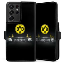 DeinDesign Galaxy S21 Ultra 5G Handy Klapph&uuml;lle Handyh&uuml;lle aus Kunst Leder schwarz Flip Case Borussia Dortmund Stadium Bvb Sideflip mit Lasche