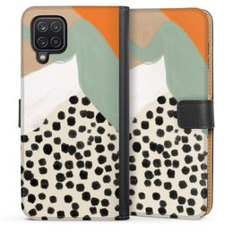 DeinDesign Galaxy A12 Handy Klapph&uuml;lle Handyh&uuml;lle aus Kunst Leder schwarz Flip Case Abstract Kunst Boho Sideflip mit langer Lasche