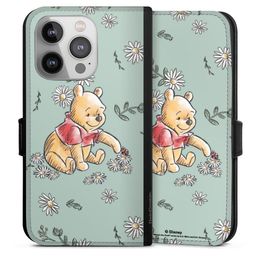 DeinDesign iPhone 14 Pro Handy Klapph&uuml;lle Handyh&uuml;lle aus Kunst Leder schwarz Flip Case Disney Winnie The Pooh Official Licensed Product Sideflip mit langer 