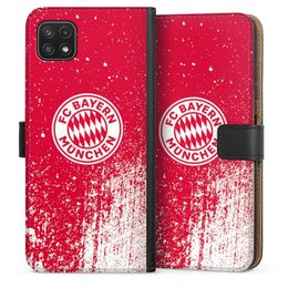 DeinDesign Galaxy A22 5G Handy Klapph&uuml;lle Handyh&uuml;lle aus Kunst Leder schwarz Flip Case Fcb Fc Bayern M&uuml;nchen Official Licensed Product Sideflip mit langer Lasche