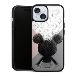 DeinDesign iPhone 15 Handy Gallery Case Handyh&uuml;lle 9H Geh&auml;rtetes Glas R&uuml;ckseite H&uuml;lle Marble Disney Mickey Mouse Gallery Case