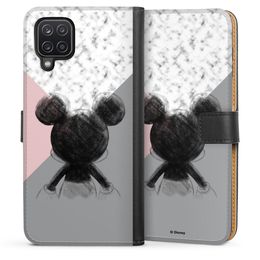 DeinDesign Galaxy A12 Handy Klapph&uuml;lle Handyh&uuml;lle aus Kunst Leder schwarz Flip Case Marble Disney Mickey Mouse Sideflip mit langer Lasche