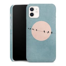 DeinDesign iPhone 12 mini Handy Premium Case Smartphone Handyh&uuml;lle Schutzh&uuml;lle matt Bird Turquoise Moon Premium Case