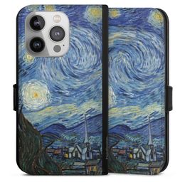 DeinDesign iPhone 14 Pro Handy Klapph&uuml;lle Handyh&uuml;lle aus Kunst Leder schwarz Flip Case The Starry Night Kunst Sideflip mit langer Lasche