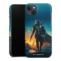DeinDesign iPhone 14 Plus Handy Premium Case Smartphone Handyh&uuml;lle Schutzh&uuml;lle gl&auml;nzend Star Wars The Mandalorian Sunset Premium Case