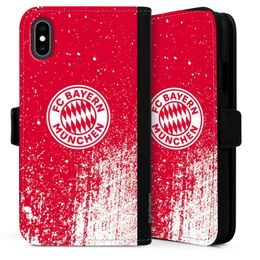 DeinDesign iPhone X Handy Klapph&uuml;lle Handyh&uuml;lle aus Kunst Leder schwarz Flip Case Fcb Fc Bayern M&uuml;nchen Official Licensed Product Sideflip mit langer Lasche