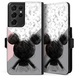 DeinDesign Galaxy S21 Ultra 5G Handy Klapph&uuml;lle Handyh&uuml;lle aus Kunst Leder schwarz Flip Case Marble Disney Mickey Mouse Sideflip mit Lasche