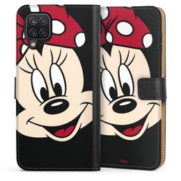 DeinDesign Galaxy A12 Handy Klapph&uuml;lle Handyh&uuml;lle aus Kunst Leder schwarz Flip Case Minnie Mouse Official Licensed Product Disney Sideflip mit langer Lasche