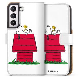 DeinDesign Galaxy S22 Handy Klapph&uuml;lle Handyh&uuml;lle aus Kunst Leder wei&szlig; Flip Case Snoopy Peanuts Official Licensed Product Sideflip mit Lasche