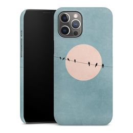 DeinDesign iPhone 12 Pro Max Handy Premium Case Smartphone Handyh&uuml;lle Schutzh&uuml;lle matt Bird Turquoise Moon Premium Case