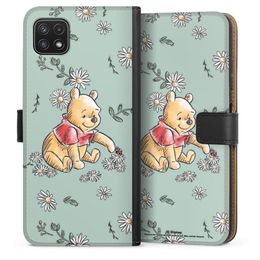 DeinDesign Galaxy A22 5G Handy Klapph&uuml;lle Handyh&uuml;lle aus Kunst Leder schwarz Flip Case Disney Official Licensed Product Winnie The Pooh Sideflip mit langer 
