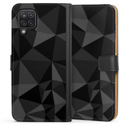DeinDesign Galaxy A12 Handy Klapph&uuml;lle Handyh&uuml;lle aus Kunst Leder schwarz Flip Case Muster Geometric Abstract Sideflip mit langer Lasche