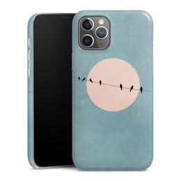 DeinDesign iPhone 12 Pro Handy Premium Case Smartphone Handyh&uuml;lle Schutzh&uuml;lle gl&auml;nzend Bird Turquoise Moon Premium Case
