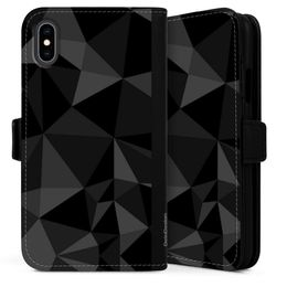 DeinDesign iPhone X Handy Klapph&uuml;lle Handyh&uuml;lle aus Kunst Leder schwarz Flip Case Abstract Muster Geometric Sideflip mit langer Lasche