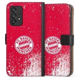 DeinDesign Galaxy A53 5G Handy Klapph&uuml;lle Handyh&uuml;lle aus Kunst Leder schwarz Flip Case Fcb Official Licensed Product Fc Bayern M&uuml;nchen Sideflip mit langer Lasche