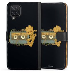 DeinDesign Galaxy A12 Handy Klapph&uuml;lle Handyh&uuml;lle aus Kunst Leder schwarz Flip Case Marvel Groot Guardians Of The Galaxy Sideflip mit langer Lasche