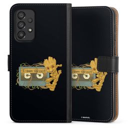 DeinDesign Galaxy A33 5G Handy Klapph&uuml;lle Handyh&uuml;lle aus Kunst Leder schwarz Flip Case Marvel Groot Guardians Of The Galaxy Sideflip mit langer Lasche