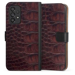 DeinDesign Galaxy A53 5G Handy Klapph&uuml;lle Handyh&uuml;lle aus Kunst Leder schwarz Flip Case Animal Print Crocodile Leather Sideflip mit langer Lasche