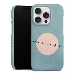 DeinDesign iPhone 15 Pro Handy Premium Case Smartphone Handyh&uuml;lle Schutzh&uuml;lle matt Bird Turquoise Moon Premium Case