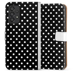 DeinDesign Galaxy A33 5G Handy Klapph&uuml;lle Handyh&uuml;lle aus Kunst Leder wei&szlig; Flip Case Points Retro Polka Dots Sideflip mit Lasche