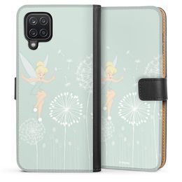 DeinDesign Galaxy A12 Handy Klapph&uuml;lle Handyh&uuml;lle aus Kunst Leder schwarz Flip Case Dandelion Disney Tinkerbells Sideflip mit langer Lasche
