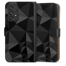 DeinDesign Galaxy A53 5G Handy Klapph&uuml;lle Handyh&uuml;lle aus Kunst Leder schwarz Flip Case Muster Geometric Abstract Sideflip mit langer Lasche
