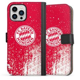 DeinDesign iPhone 13 Pro Max Handy Klapph&uuml;lle Handyh&uuml;lle aus Kunst Leder schwarz Flip Case Fcb Fc Bayern M&uuml;nchen Official Licensed Product Sideflip mit langer 