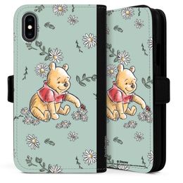DeinDesign iPhone X Handy Klapph&uuml;lle Handyh&uuml;lle aus Kunst Leder schwarz Flip Case Disney Winnie The Pooh Official Licensed Product Sideflip mit langer Lasche