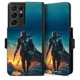 DeinDesign Galaxy S21 Ultra 5G Handy Klapph&uuml;lle Handyh&uuml;lle aus Kunst Leder schwarz Flip Case Star Wars The Mandalorian Sunset Sideflip mit Lasche