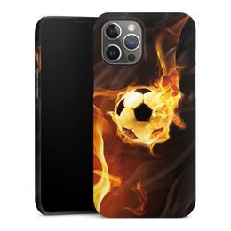 DeinDesign iPhone 12 Pro Max Handy Premium Case Smartphone Handyh&uuml;lle Schutzh&uuml;lle matt Soccer Ball Fire Premium Case