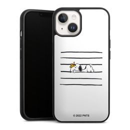 DeinDesign iPhone 14 Handy Gallery Case Handyh&uuml;lle 9H Geh&auml;rtetes Glas R&uuml;ckseite H&uuml;lle Snoopy Dog Peanuts Gallery Case