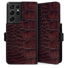 DeinDesign Galaxy S21 Ultra 5G Handy Klapph&uuml;lle Handyh&uuml;lle aus Kunst Leder schwarz Flip Case Leather Crocodile Animal Print Sideflip mit Lasche