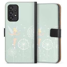 DeinDesign Galaxy A33 5G Handy Klapph&uuml;lle Handyh&uuml;lle aus Kunst Leder schwarz Flip Case Dandelion Disney Tinkerbells Sideflip mit langer Lasche