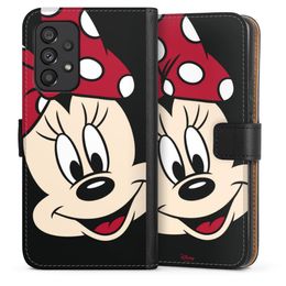 DeinDesign Galaxy A53 5G Handy Klapph&uuml;lle Handyh&uuml;lle aus Kunst Leder schwarz Flip Case Minnie Mouse Official Licensed Product Disney Sideflip mit langer Lasche