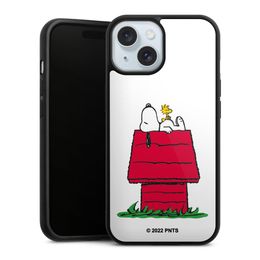 DeinDesign iPhone 15 Handy Gallery Case Handyh&uuml;lle 9H Geh&auml;rtetes Glas R&uuml;ckseite H&uuml;lle Snoopy Peanuts Official Licensed Product Gallery Case