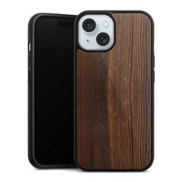 DeinDesign iPhone 15 Handy Gallery Case Handyh&uuml;lle 9H Geh&auml;rtetes Glas R&uuml;ckseite H&uuml;lle Wood Nut Tree Wooden Look Gallery Case