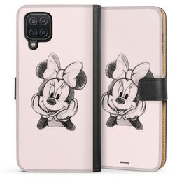 DeinDesign Galaxy A12 Handy Klapph&uuml;lle Handyh&uuml;lle aus Kunst Leder schwarz Flip Case Minnie Mouse Disney Official Licensed Product Sideflip mit langer Lasche