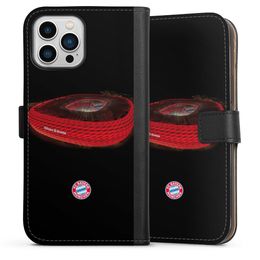 DeinDesign iPhone 13 Pro Max Handy Klapph&uuml;lle Handyh&uuml;lle aus Kunst Leder schwarz Flip Case Fc Bayern M&uuml;nchen Fcb Official Licensed Product Stadium Sideflip mit 