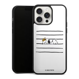 DeinDesign iPhone 15 Pro Max Handy Gallery Case Handyh&uuml;lle 9H Geh&auml;rtetes Glas R&uuml;ckseite H&uuml;lle Snoopy Dog Peanuts Gallery Case