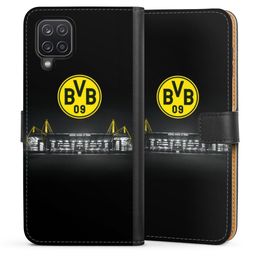 DeinDesign Galaxy A12 Handy Klapph&uuml;lle Handyh&uuml;lle aus Kunst Leder schwarz Flip Case Borussia Dortmund Stadium Bvb Sideflip mit langer Lasche