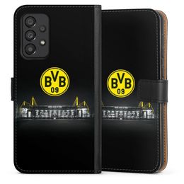 DeinDesign Galaxy A33 5G Handy Klapph&uuml;lle Handyh&uuml;lle aus Kunst Leder schwarz Flip Case Borussia Dortmund Bvb Stadium Sideflip mit langer Lasche