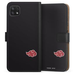 DeinDesign Galaxy A22 5G Handy Klapph&uuml;lle Handyh&uuml;lle aus Kunst Leder schwarz Flip Case Akatsuki Official Licensed Product Naruto Shippuden Sideflip mit langer 