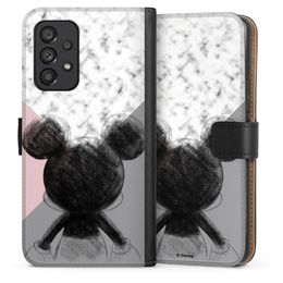 DeinDesign Galaxy A53 5G Handy Klapph&uuml;lle Handyh&uuml;lle aus Kunst Leder schwarz Flip Case Marble Disney Mickey Mouse Sideflip mit langer Lasche
