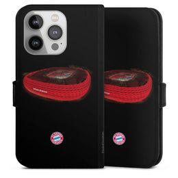 DeinDesign iPhone 14 Pro Handy Klapph&uuml;lle Handyh&uuml;lle aus Kunst Leder schwarz Flip Case Fc Bayern M&uuml;nchen Fcb Official Licensed Product Stadium Sideflip mit 