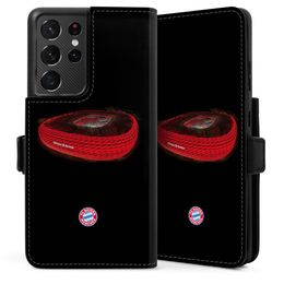 DeinDesign Galaxy S21 Ultra 5G Handy Klapph&uuml;lle Handyh&uuml;lle aus Kunst Leder schwarz Flip Case Fc Bayern M&uuml;nchen Fcb Official Licensed Product Stadium Sideflip mit