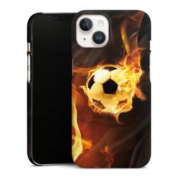 DeinDesign iPhone 14 Handy Premium Case Smartphone Handyh&uuml;lle Schutzh&uuml;lle matt Soccer Ball Fire Premium Case
