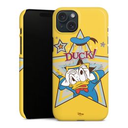 DeinDesign iPhone 15 Plus Handy Premium Case Smartphone Handyh&uuml;lle Schutzh&uuml;lle gl&auml;nzend Donald Duck Disney Official Licensed Product Premium Case